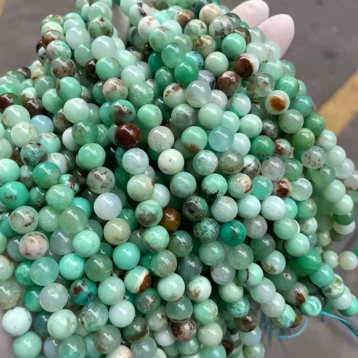 Natural Chrysoprase round loose strands beads – warmbeads
